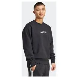 Sweatshirt Adidas SPORTSWEAR "ESSENTIALS LINEAR FLEECE", Herren, Gr. M, schwarz, wei&szlig;, Obermaterial: 55% Baumwolle, 36% Polyester, 9% Viskose, normal, Rundhals, angesetztes B&uuml;ndchen, Sweatshirts Sweatshirt
