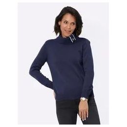 Rollkragenpullover Casual Looks "Pullover", Damen, Gr. 40, blau (marine), 100% Polyester, unifarben, Pullover Rollkragenpullover