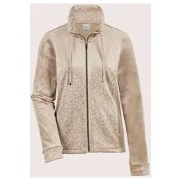 Madeleine Mode Kurzjacke MADELEINE "Sweatjacke Flauschige Nickijacke mit Rei&szlig;verschluss", Damen, Gr. 44, beige (taupe), Obermaterial: 90% Polyester PES. 10% Elasthan EL., Modern, Jacken Kurzjacke, Weiche Nicki-Qualit&auml;t