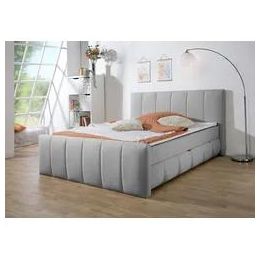 Boxbett Home Affaire "Hanelore inkl. Bettkasten und Topper", grau, B:212cm L:220cm, Komplettbetten, Boxbett mit Bettkasten und Fu&szlig;teil, inkl. Topper