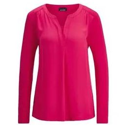 Kurzarmbluse GOLDNER "Elegantes Chiffonshirt mit Jersey-Details", Damen, Gr. 44, rosa (pink), Obermaterial: 50% Polyester PES. 47% Viskose CV. 3% Elasthan EL., eng Gerade, Blusen, Schlitz