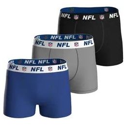 Boxershorts NFL "Boxershort NFL SHIELD 3pk Boxers 3er Pack", Herren, Gr. L, bunt (blau, grau, schwarz), Obermaterial: 95% Baumwolle CO. 5% Elasthan EL., Unterhosen