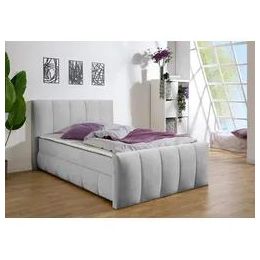 Boxbett Home Affaire "Hanelore inkl. Bettkasten und Topper", grau, B:152cm L:220cm, Komplettbetten, Boxbett mit Bettkasten und Fu&szlig;teil, inkl. Topper, Topseller