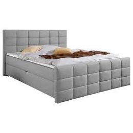 Boxbett Home Affaire, grau, B:187cm L:220cm, Komplettbetten, Boxbett mit Bettkasten und Fu&szlig;teil, inkl. Topper