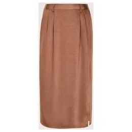 Madeleine Mode Midirock MADELEINE "Satinrock Midirock mit Seitenschlitz", Damen, Gr. 38, braun (toffee), Obermaterial: 100% Polyester PES., Modern, figurumspielend, R&ouml;cke, Langer Satinrock mit Seitenschlitz