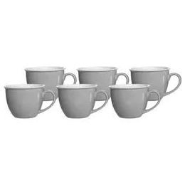 Ritzenhoff & Breker Tasse RITZENHOFF & BREKER "Jumbotassen Doppio 350 ml 6er Set", grau, Porzellan, Trinkgef&auml;&szlig;e, Tasse