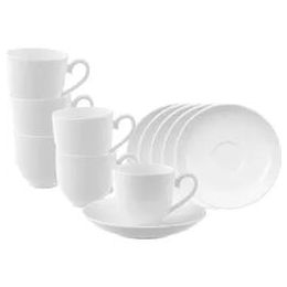 Villeroy & Boch Tasse VILLEROY & BOCH "Espressotassen mit Untertassen Royal 100 ml wei&szlig;", wei&szlig;, Porzellan, Trinkgef&auml;&szlig;e, Tasse