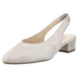 Slingpumps Gabor "Gabor Pumps Leder", Damen, Gr. 40,5, hellgrau, Leder, Schuhe Slingpumps
