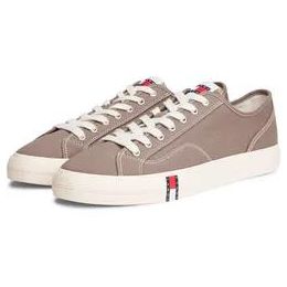 Tommy Hilfiger Sneaker TOMMY JEANS "ARCHIVE VULC Y2K", Herren, Gr. 41, taupe, Baumwolle, unifarben, Schuhe Sneaker, Freizeitschuh, Halbschuh, Schn&uuml;rschuh mit Logoflagge im Plateau