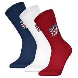 Kurzsocken NFL "Socken NFL SHIELD 3Pack Crew Socks 3er Pack", Herren, Gr. 39-42, bunt (dunkelblau, wei&szlig;, rot), Obermaterial: 61% Baumwolle CO. 35% Polyester PES. 4% Elasthan EL., Socken