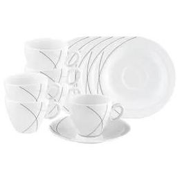 Tasse Seltmann Weiden "Kaffeetassen mit Untertassen Trio Highline 230 ml 6er Set wei&szlig;-grau", bunt (wei&szlig;, grau), 12 tlg., Porzellan, Trinkgef&auml;&szlig;e, Tasse