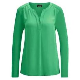 Kurzarmbluse GOLDNER "Elegantes Chiffonshirt mit Jersey-Details", Damen, Gr. 42, gr&uuml;n, Obermaterial: 50% Polyester PES. 47% Viskose CV. 3% Elasthan EL., eng Gerade, Blusen, Schlitz