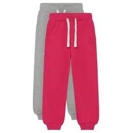 Sweathose Minymo "Sweathose MIGirls - Sweat pant (2-pack)", M&auml;dchen, Gr. 128, N-Gr, pink (beetroot lila), Obermaterial: 60% Baumwolle CO. 40% Polyester PES., Hosen Sweathose