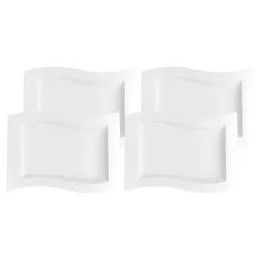 Villeroy & Boch Speiseteller VILLEROY & BOCH "Gourmetteller NewWave 33 x 24 cm 4er Set wei&szlig;", wei&szlig;, Speiseteller, Speiseteller