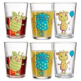 Ritzenhoff & Breker Kinderbecher RITZENHOFF & BREKER "Kindergl&auml;ser Monsterchen 205 ml 6er Set bunt", bunt, 6 tlg., Glas, Trinkgef&auml;&szlig;e, Kinderbecher