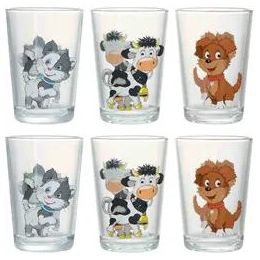 Ritzenhoff & Breker Kinderbecher RITZENHOFF & BREKER "Kindergl&auml;ser Hoftiere 205 ml 6er Set bunt", bunt, Glas, Trinkgef&auml;&szlig;e, Kinderbecher