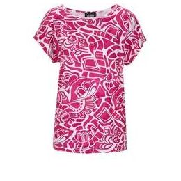 Print-Shirt GOLDNER "Kurzgr&ouml;&szlig;e Damen Oberteil Ethnoprint Kurzarm", Damen, Gr. 24, pink (pink, gemustert), Obermaterial: 95% Viskose CV. 5% Elasthan EL., figurumspielend, U-Boot-Ausschnitt, normales B&uuml;ndchen, Shirts, Druck mit Struktureffekt