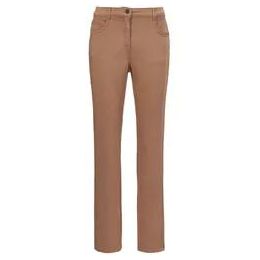 2-in-1-Hose GOLDNER "Hose Carla in jeanstypischer Form und trendstarker Farbe", Damen, Gr. 48, N-Gr, braun (milchkaffee), Obermaterial: 65% Baumwolle CO. 30% Polyester PES. 5% Elasthan EL., normal, Hosen, Ohne