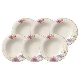Villeroy & Boch Suppenteller VILLEROY & BOCH "Suppenteller Mariefleur Basic &oslash; 23 cm 6er Set bunt", bunt, Speiseteller