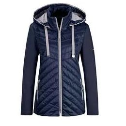 Kurzjacke GOLDNER "Steppjacke mit abnehmbarer Kapuze", Damen, Gr. 48, blau (marine), Obermaterial: 60% Polyester PES. 40% Polyamid PA., Sonstiges, Jacken Kurzjacke, Kontrastfarbige Blenden und Details
