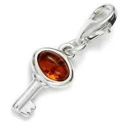 Kettenanh&auml;nger OSTSEE-SCHMUCK "- Schl&uuml;ssel - Silber 925/000 - Bernstein" Gr. 24, silber (silber 925, silberfarben, wei&szlig;), Schmuckanh&auml;nger, Damen, Silber 925 (Sterlingsilber), Kettenanh&auml;nger