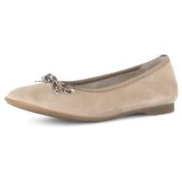 Ballerina Gabor, Damen, Gr. 40, sand, Ziegenveloursleder, Schuhe Ballerina, Businessschuh, Flats, Schlupfschuh mit Zierscheife