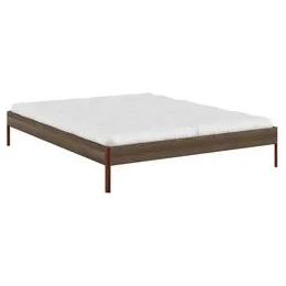 Bettgestell KARUP DESIGN "CORE BED Bodenbett, Holzrahmen, Futonbett, Jugendbett, Holzbett", carob braun, terra rot, B:166cm H:34cm L:206cm, Betten, Bettgestell, Massivholzbett mit Lattenrost, Kiefer massiv, Doppelbett ohne Kopfteil