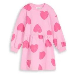 Sweatkleid Tom Tailor, M&auml;dchen, Gr. 104/110, N-Gr, big pink heart print, Sweatware, Obermaterial: 60% Baumwolle, 40% Polyester, bedruckt, A-Linie normal, Rundhals, Rippb&uuml;ndchen, Kleider Sweatkleid, mit All-Over Print