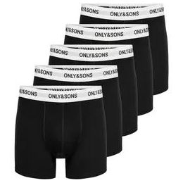 Only & Sons Boxershorts ONLY & SONS "ONSTREY SOLID BOXER 5PACK OTL", Herren, Gr. S, 5 Stk., schwarz detail:wei&szlig; waistband schwarz logo, Jersey, Obermaterial: 68% Baumwolle, 27% Polyester, 5% Elasthan, unifarben, bequem, Unterhosen
