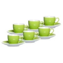 Ritzenhoff & Breker Tasse RITZENHOFF & BREKER "Espressotassen und -untertassen Doppio 80 ml 6er Set", gr&uuml;n, 12 tlg., Porzellan, Trinkgef&auml;&szlig;e, Tasse