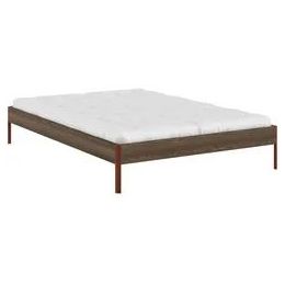 Bettgestell KARUP DESIGN "CORE BED Bodenbett, Holzrahmen, Futonbett, Jugendbett, Holzbett", carob braun, terra rot, B:146cm H:34cm L:206cm, Betten, Bettgestell, Massivholzbett mit Lattenrost, Kiefer massiv, Doppelbett ohne Kopfteil