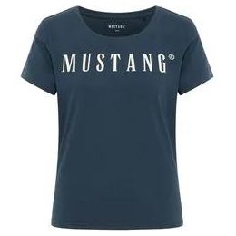 T-Shirt Mustang "T-Shirt Style Alma 1er Pack", Damen, Gr. S, blau (dunkelblau), Obermaterial: 100% Baumwolle CO., Shirts T-Shirt