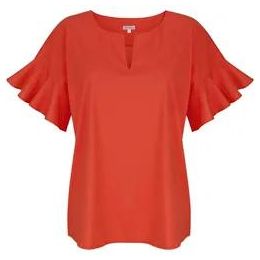 Kurzarmbluse Alba Moda "Bluse Bluse mit V-Ausschnitt", Damen, Gr. 36, orange, Obermaterial: 73% Baumwolle CO. 23% Polyamid PA. 4% Elasthan EL., Modern, V-Ausschnitt, Blusen