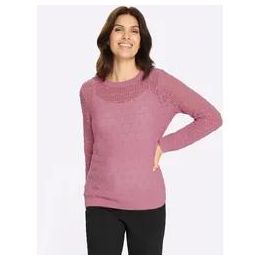 Ajourpullover Classic Basics "Rundhals-Pullover", Damen, Gr. 42, altrosa, 100% Polyacryl, gemustert, gepunktet, unifarben, Pullover