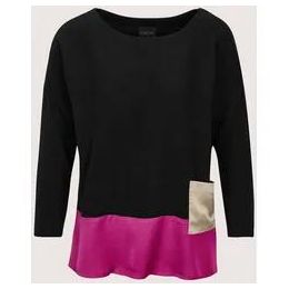Madeleine Mode Langarmbluse MADELEINE "Bluse Moderne Bluse mit Farbspiel", Damen, Gr. 40, schwarz (magenta, schwarz, cappuccino), Obermaterial: 100% Viskose CV., Modern, Blusen