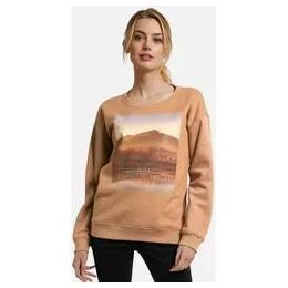 Madeleine Mode Langarmshirt MADELEINE "Sweatshirt Sweatshirt mit Landschafts-Print", Damen, Gr. 36, braun (rotbraun, multicolor), Obermaterial: 70% Polyester PES. 30% Baumwolle CO., Modern, Shirts Langarmshirt