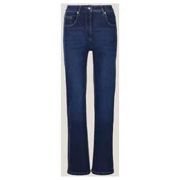 Madeleine Mode Regular-fit-Jeans MADELEINE "Denimhose Schmale Jeans im Five-Pocket-Style", Damen, Gr. 36, N + K Gr, blau (dunkelblau), Obermaterial: 95% Baumwolle CO. 5% Elasthan EL., Modern, Jeans, Mit "M"-Stickerei auf der Ges&auml;&szlig;tasche