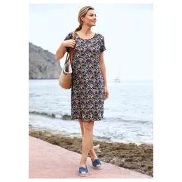 2-in-1-Kleid GOLDNER "Modernes Viskosekleid mit Allover-Print", Damen, Gr. 42, N-Gr, bunt (bunt, gemustert), Obermaterial: 95% Viskose CV. 5% Elasthan EL., figurumspielend, Kleider, &uuml;berschnittene Schultern