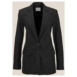 Madeleine Mode Longblazer MADELEINE "Blazer Langer, taillierter Blazer", Damen, Gr. 38, schwarz (schwarz, wollwei&szlig;), Obermaterial: 70% Viskose CV. 19% Polyamid PA. 8% Polyester PES. 3% Elasthan EL., Modern, normal, Blazer Longblazer