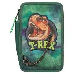 Buntstift Depesche "3-Fach Federtasche T-Rex Dino World 20 x 13 cm gr&uuml;n", Kinder, gr&uuml;n, Kunststoff, Stifte