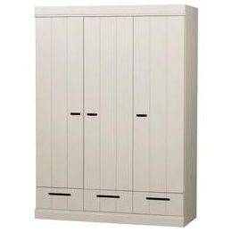 Kleiderschrank Woood "Woood CONNECT", grau, B:140cm H:195cm T:53cm, Massivholz, Schr&auml;nke, Kleiderschrank, 3-t&uuml;riger Kleiderschrank aus FSC-Kiefer, robust