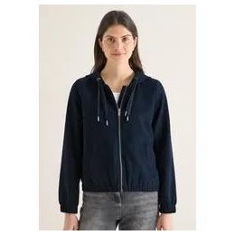 Kapuzenfleecejacke Cecil, Damen, Gr. S (38), universal blau, Stoff, Obermaterial: 98% Polyester, 2% Elasthan; Futter: 100% Polyester, unifarben, comfort fit normal, ohne Ausschnitt, elastischer Bund, Jacken, im Hoodie-Style