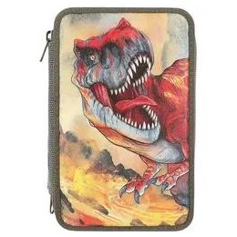 Buntstift Depesche "3-Fach Federtasche mit 3D Effekt Dino World 20 x 13 cm gr&uuml;n", Kinder, gr&uuml;n, Kunststoff, Stifte