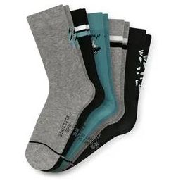 Kurzsocken Schiesser "Socken Legwear Teens 5er Pack", M&auml;dchen, Gr. 31-34, grau, Obermaterial: 75% Baumwolle CO. 24% Polyamid PA. 1% Elasthan EL., Socken