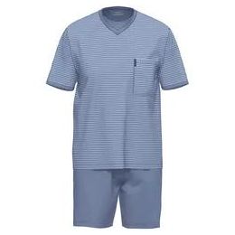 Schlafanzug Ammann "Schlafanzug kurz Men / Nightwear", Damen, Gr. 60, blau (polo), Obermaterial: 100% Baumwolle CO., Homewear-Sets Schlafanzug