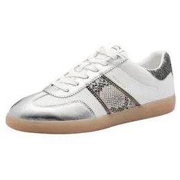 Sneaker Tamaris "Tamaris Sneaker Leder/Textil", Damen, Gr. 41, wei&szlig;, silber, Leder, Textil, Schuhe Sneaker