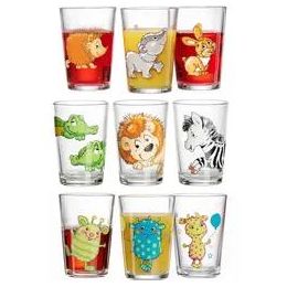 Ritzenhoff & Breker Kinderbecher RITZENHOFF & BREKER "Kindergl&auml;ser Wald/Zoo/Monster 205 ml 9er Set bunt", bunt, 9 tlg., Glas, Trinkgef&auml;&szlig;e, Kinderbecher