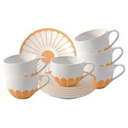Villeroy & Boch Tasse VILLEROY & BOCH "Kaffeetassen mit Untertassen Fleur Couleur 160 ml 6er Set", gelb (soleil), 6 tlg., Porzellan, Trinkgef&auml;&szlig;e, Tasse