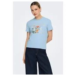 Kurzarmshirt Only "ONLAMBERDINE S/S PRINT TOP BOX JRS", Damen, Gr. S, soft chambray print:fleur, Jersey, Obermaterial: 100% Baumwolle, bedruckt, regular fit normal, Rundhals, Shirts, Baumwolle, regular fit, Rundhals