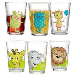 Ritzenhoff & Breker Kinderbecher RITZENHOFF & BREKER "Kindergl&auml;ser Monsterchen Dschungeltiere 205 ml 6er Set bunt", bunt, 6 tlg., Glas, Trinkgef&auml;&szlig;e, Kinderbecher